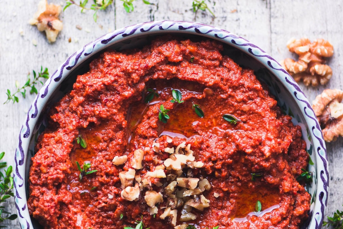 Muhammara (roasted red pepper & walnut dip) • The View from Great Island