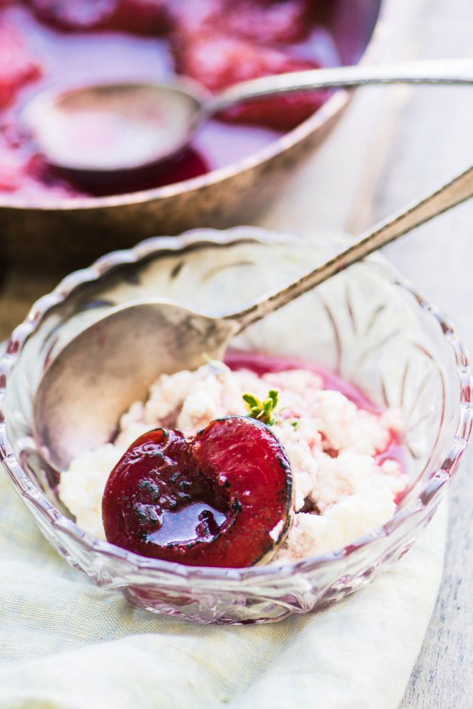 Roasted Plums with Fresh Ricotta