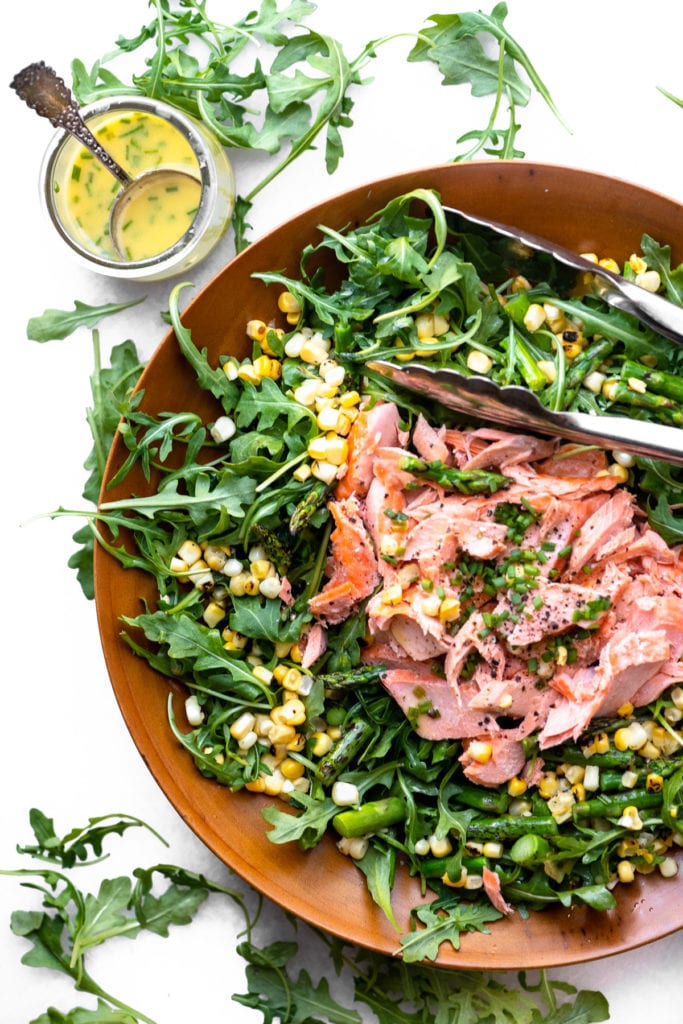 Blistered Corn and Asparagus Salad with Salmon • The View from Great Island