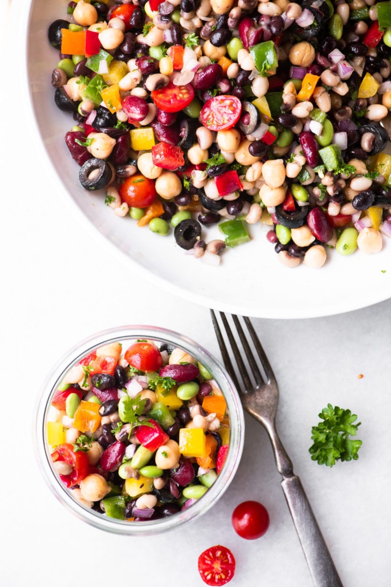 Rainbow Bean Salad with Sweet and Sour Dressing