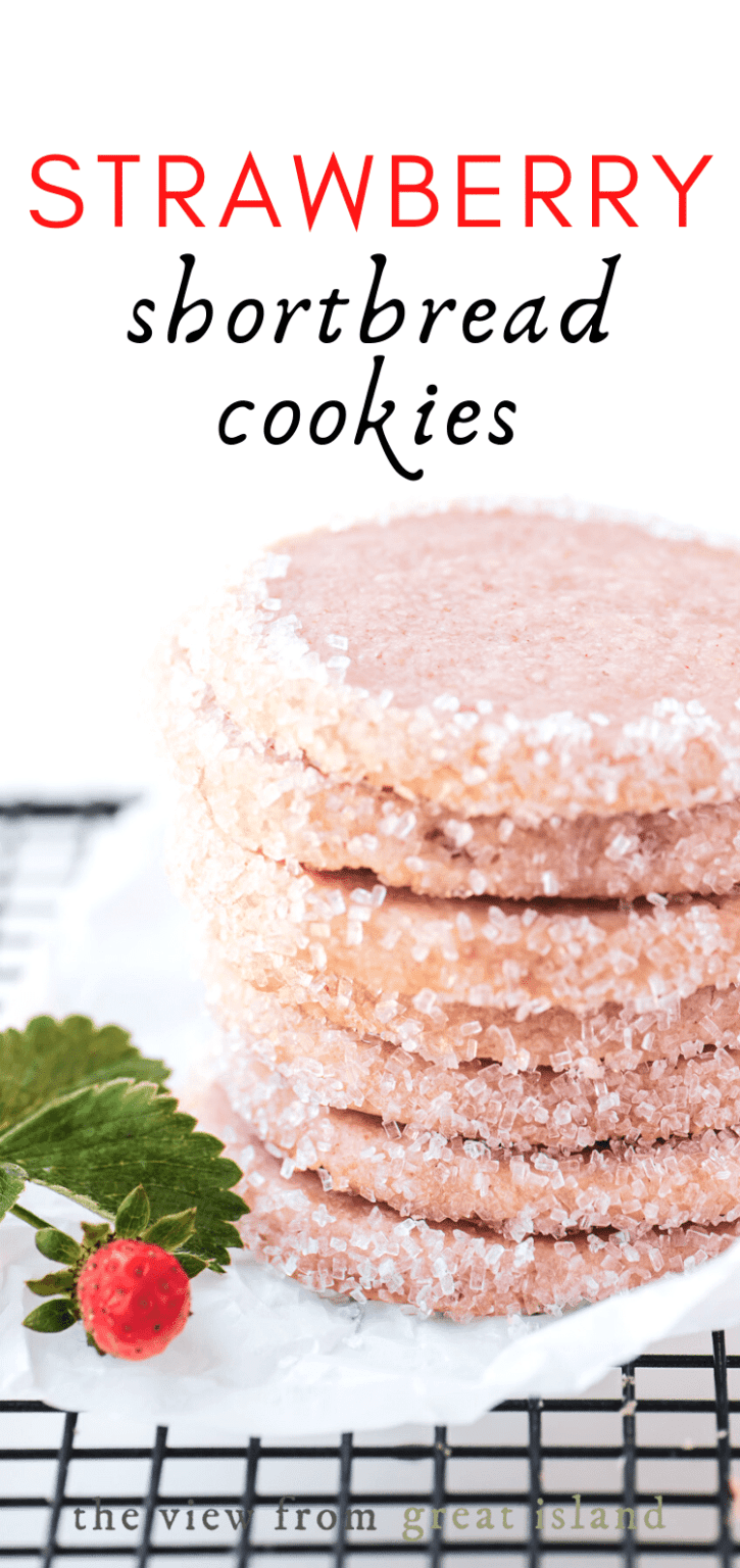 Strawberry Shortbread Cookies • taste like fresh berries!