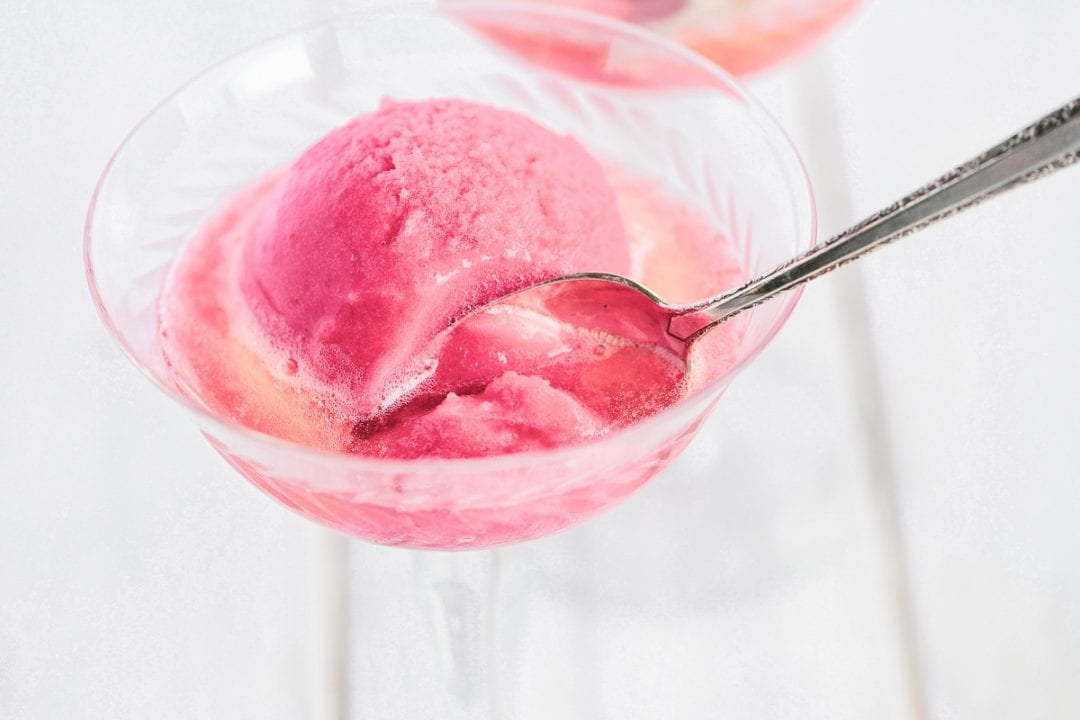 Raspberry Champagne Sorbet ~ 3 ingredients!