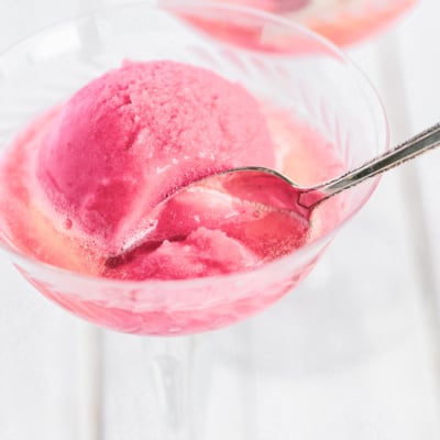 Raspberry Champagne Sorbet ~ 3 ingredients!