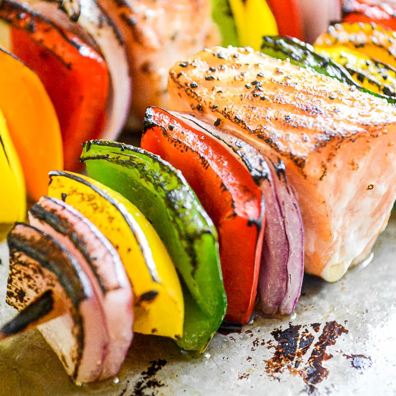 Rainbow Salmon Skewers • quick and easy!