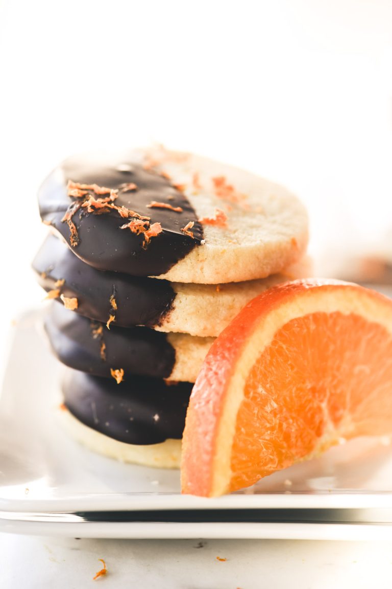 Chocolate Dipped Orange Shortbread Cookies • The View from Great Island