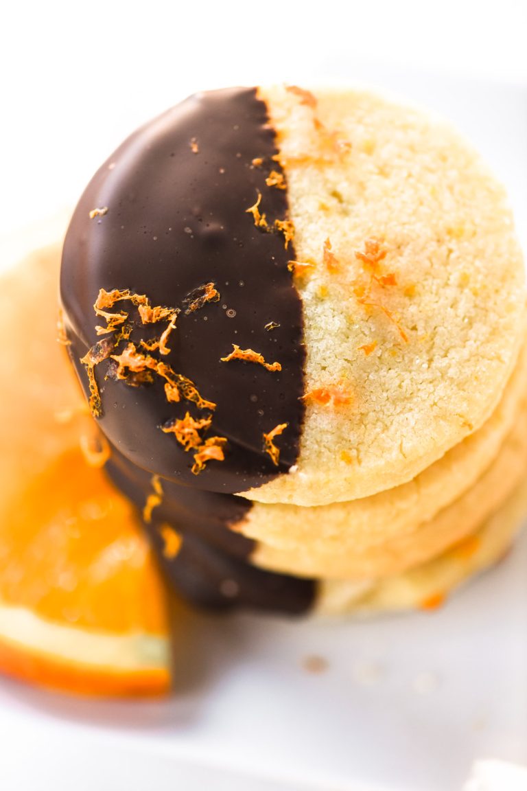 Chocolate Dipped Orange Shortbread Cookies • The View from Great Island