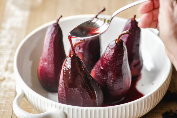Mulled Wine Poached Pears • with créme Anglaise!