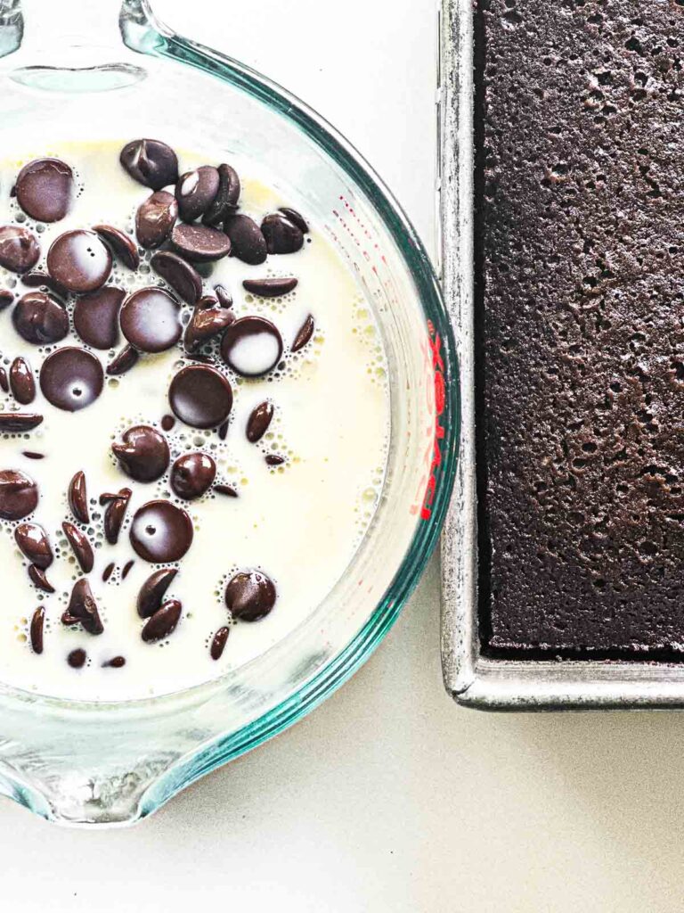 Chocolate Sheet Cake • topped with ganache!