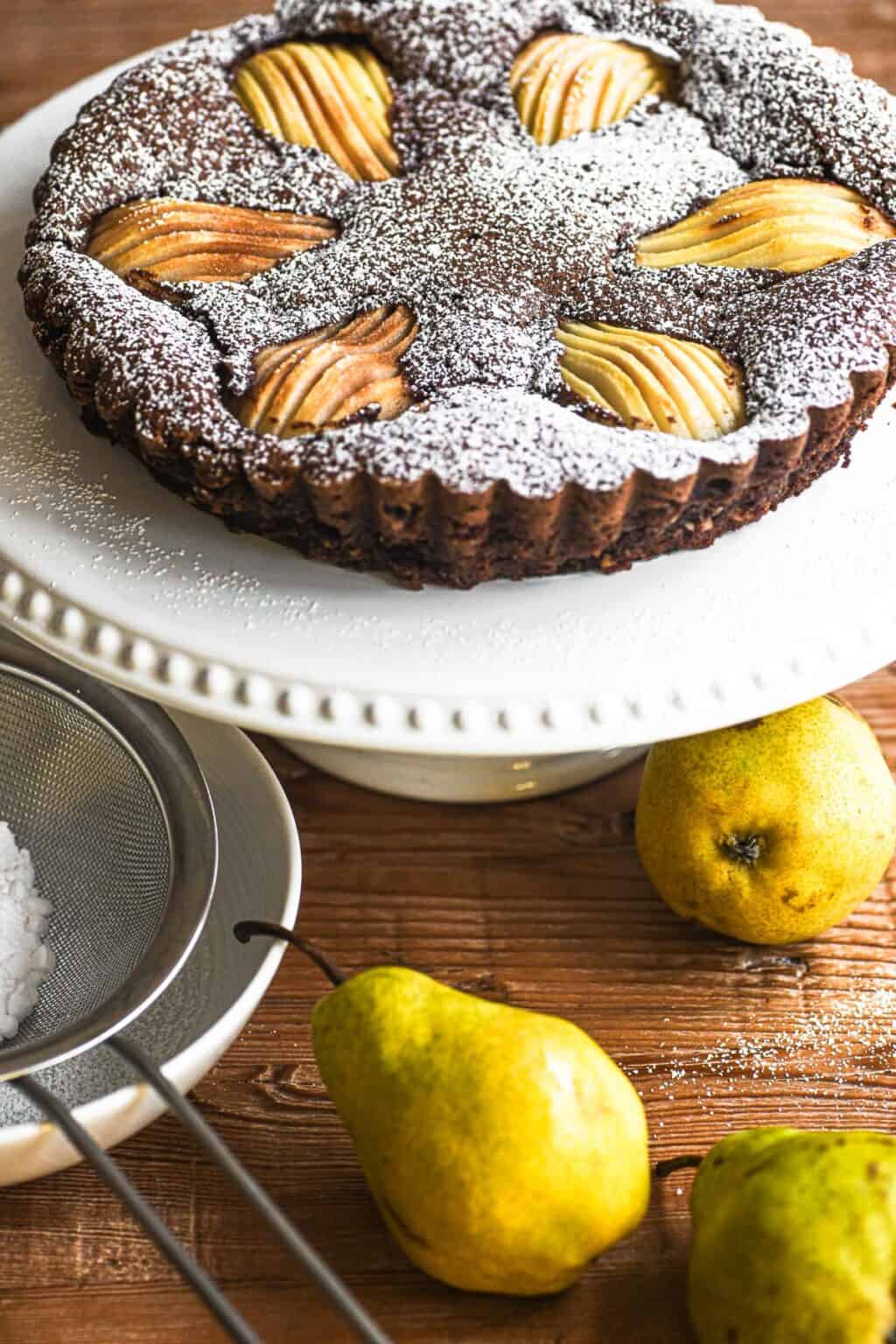 Gluten-Free Chocolate Almond Pear Cake • Melts in your mouth!