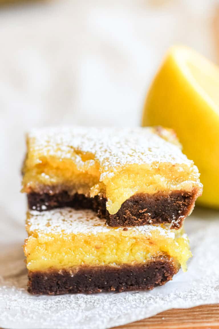 Black Bottom Lemon Bars • With Chocolate Shortbread Crust